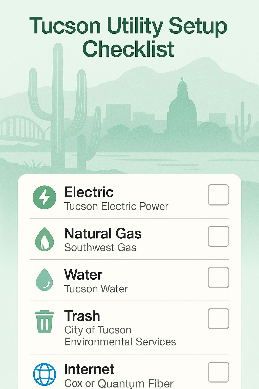 Tucson, AZ Utility Providers. Set Up and Compare Electric, Gas, Water ...