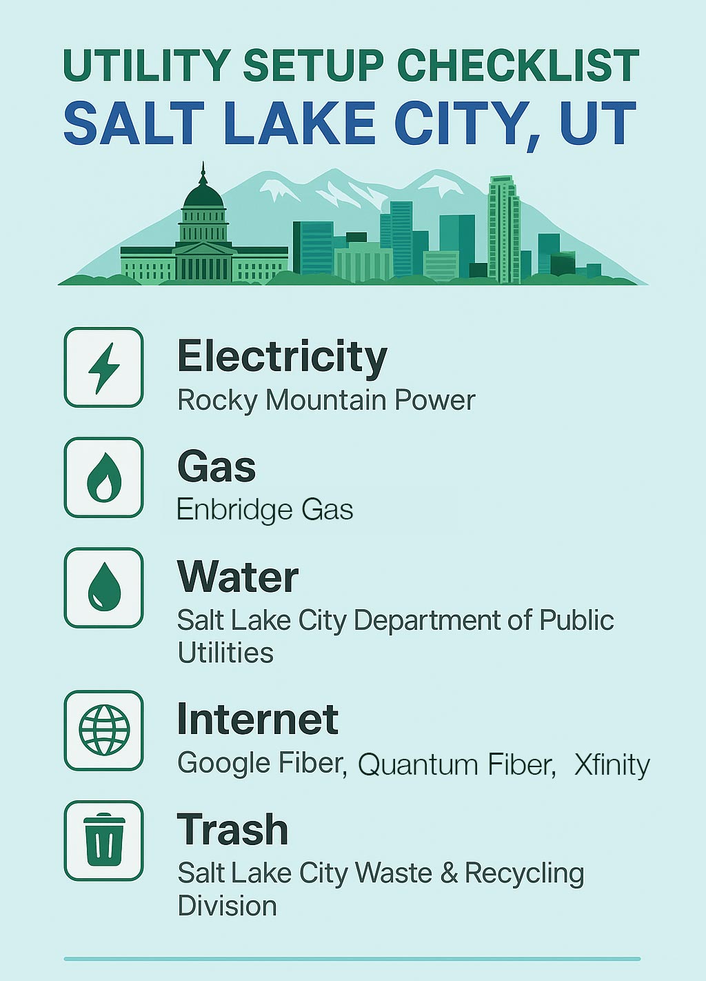 Salt Lake City, UT Utility Providers. Set Up and Compare Electric, Gas ...