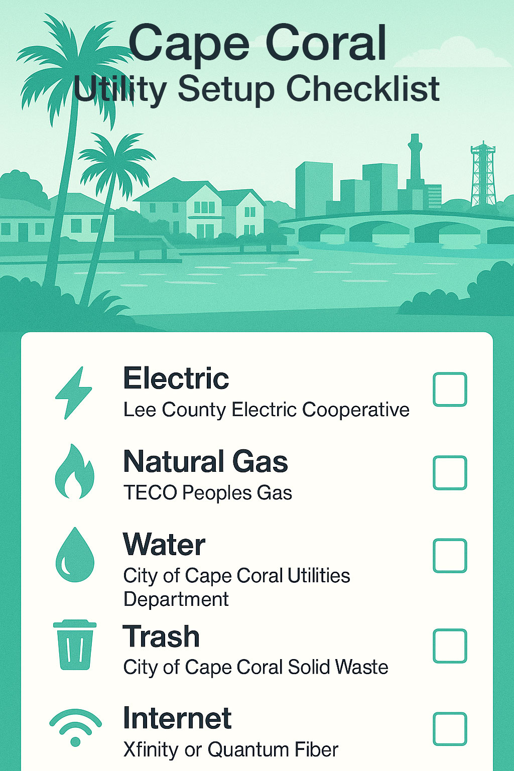 Cape Coral, FL Utilities Guide. Set Up and Compare Electricity, Natural ...