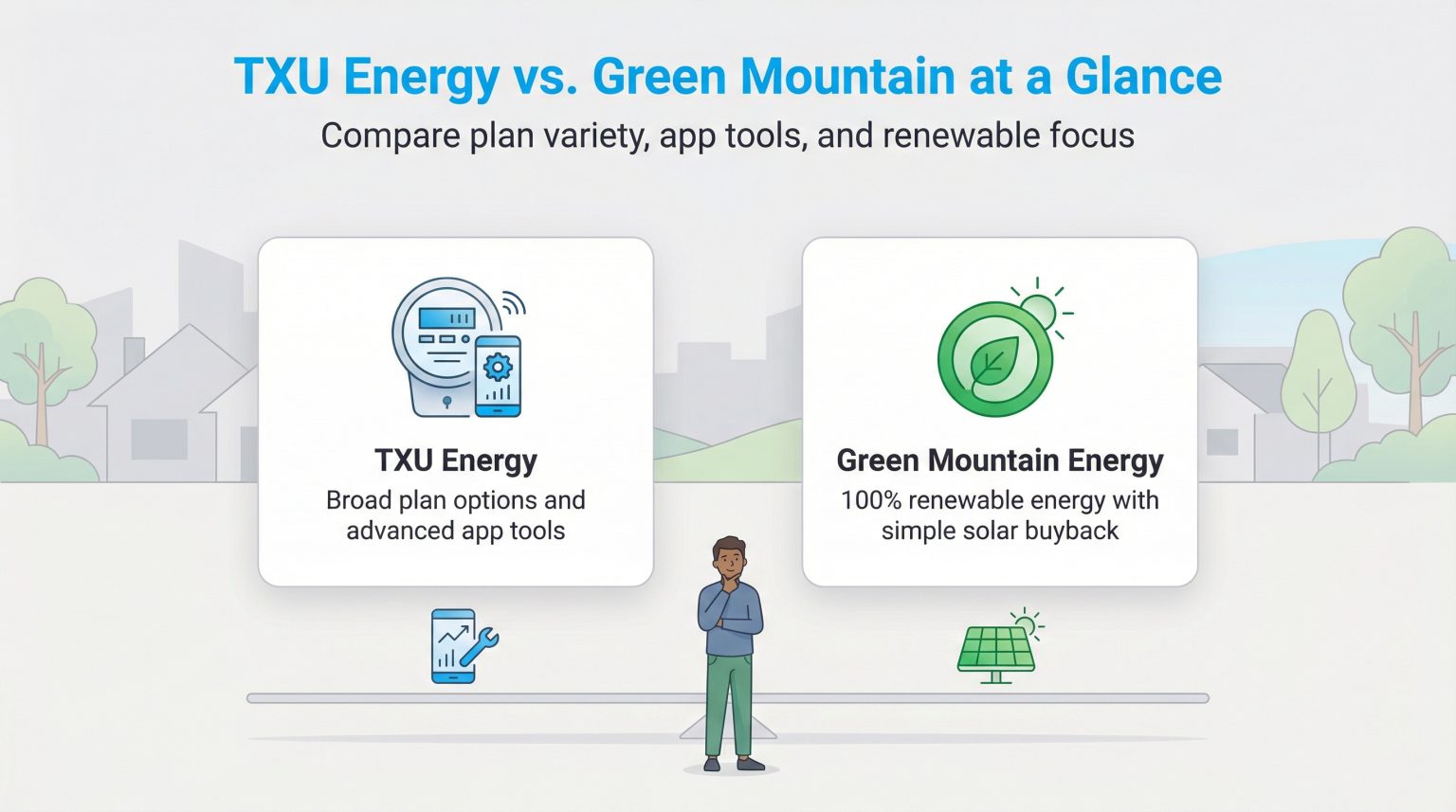 TXU Energy vs. Green Mountain Energy: Comparing Rates, Solar, and Green ...